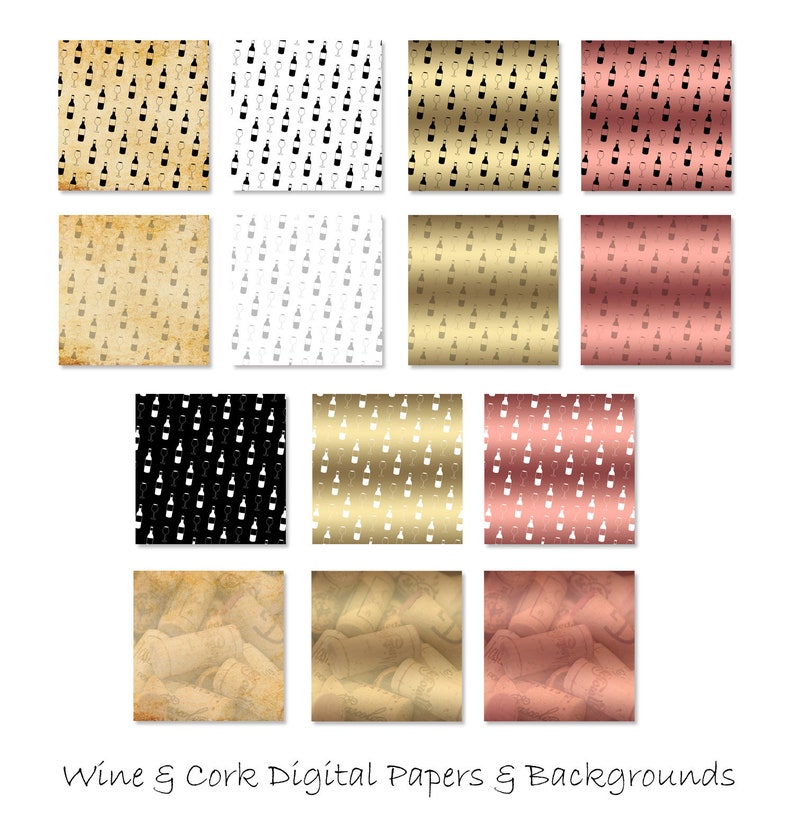 Wine Scrapbook Paper Wine Bottle and Cork Digital Paper Wine Pattern ...