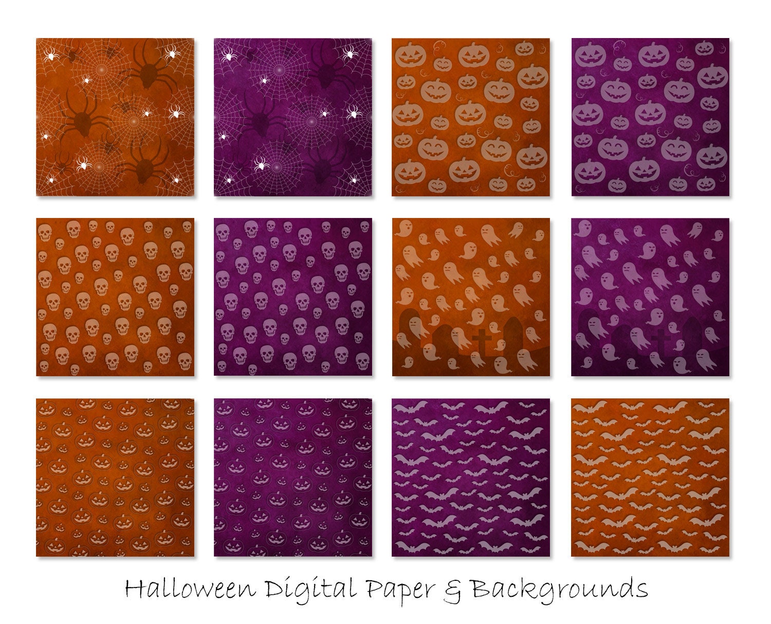Halloween Digital Paper Halloween Background Patterns - Etsy