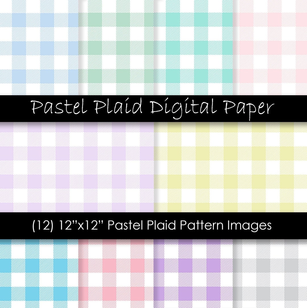 Spring Pastel Plaid Digital Papers - Easter Color Plaid Pattern ...