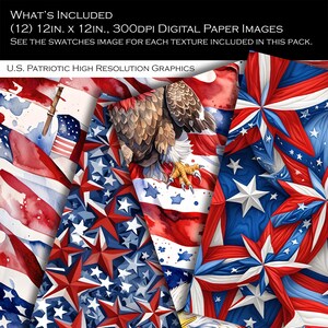 Patriotic American Flag Digital Paper: Seamless Red, White & Blue ...