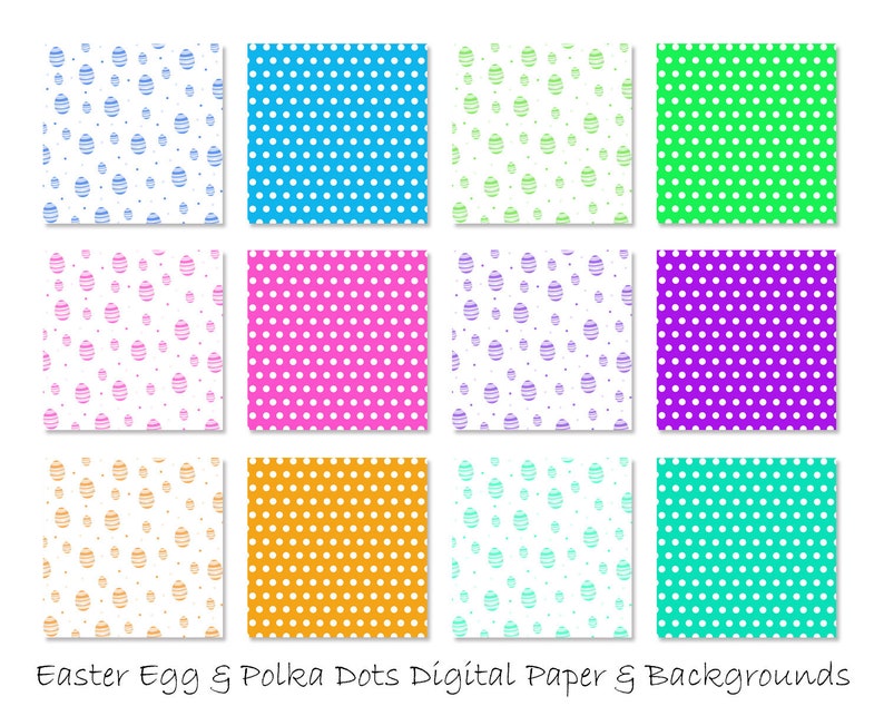 Easter Egg Digital Paper - Easter Scrapbook Paper - Spring Polka Dot ...