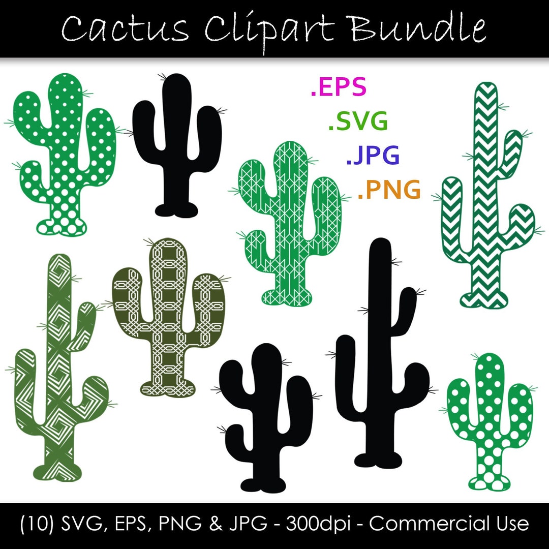 Cactus SVG Bundle Saguaro Cactus Clip Art Cactus Silhouette Cut Files ...