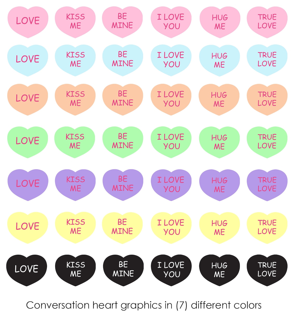 Candy Heart SVG Bundle Conversation Hearts Clip Art - Etsy