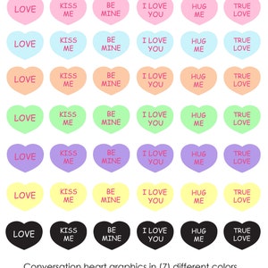 Candy Heart SVG Bundle - Conversation Hearts Clip Art - Valentine's Day ...