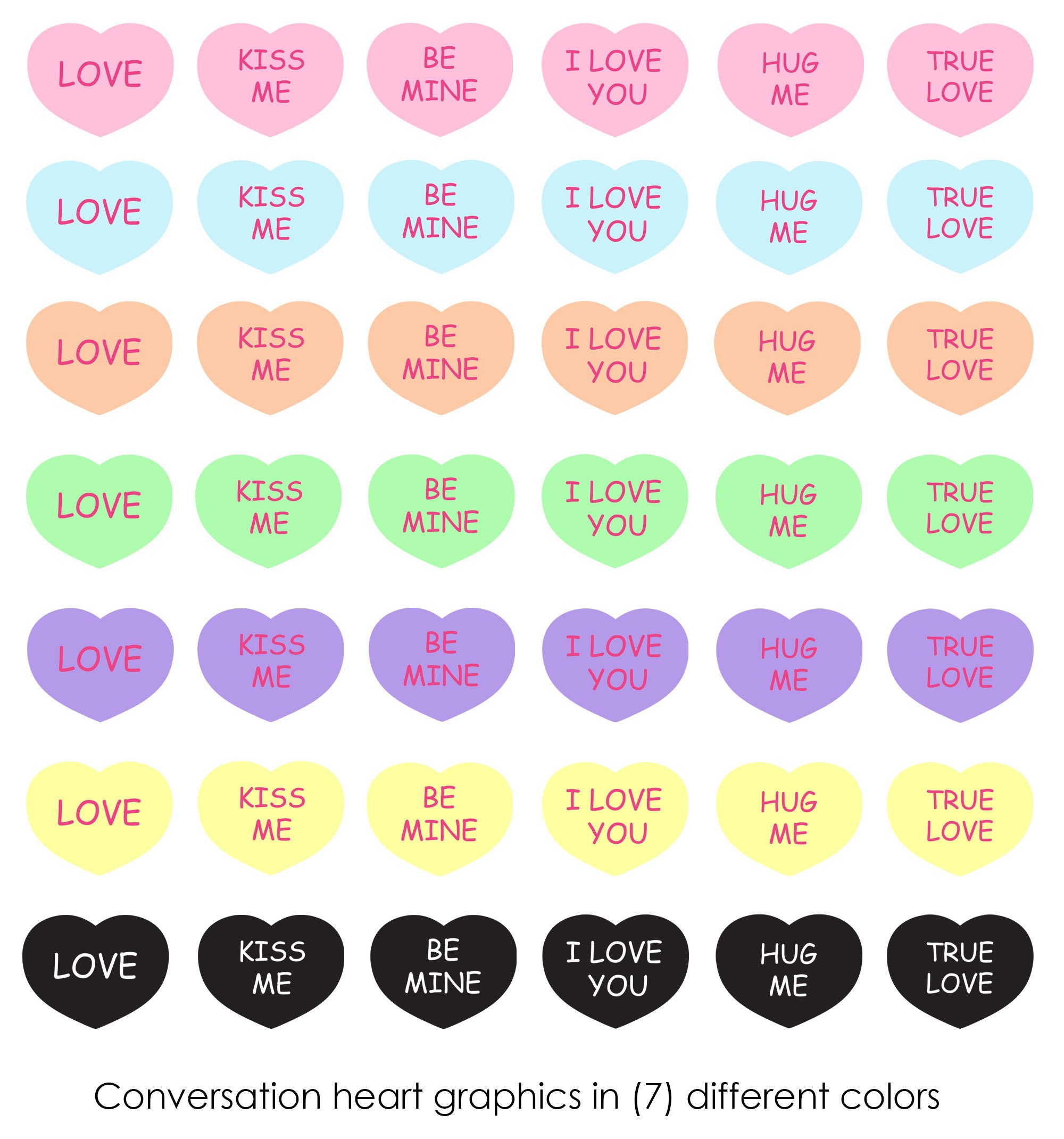Candy Heart SVG Bundle Conversation Hearts Clip Art Valentine's Day ...