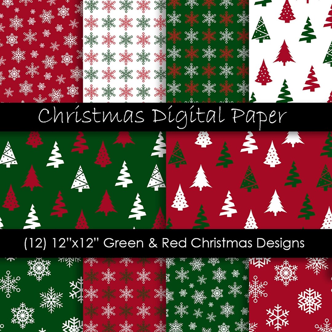Christmas Digital Paper Christmas Season Backgrounds Red & Green ...