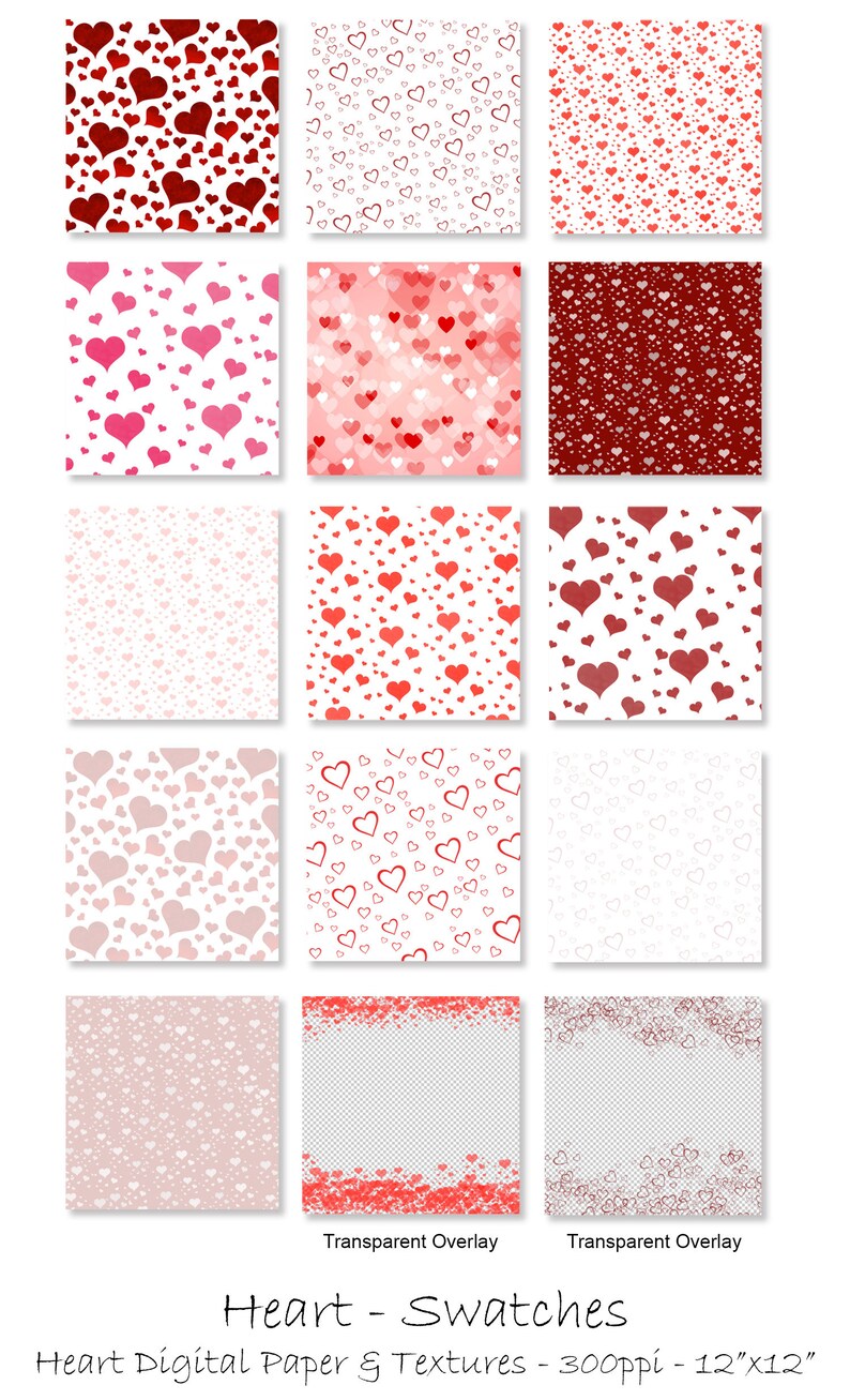 Red Heart Digital Papers Valentine's Day Digital - Etsy