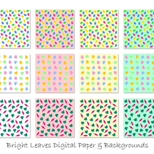 Leaf Digital Paper - Bright Leaves Background - Leaf Scrapbook Paper ...