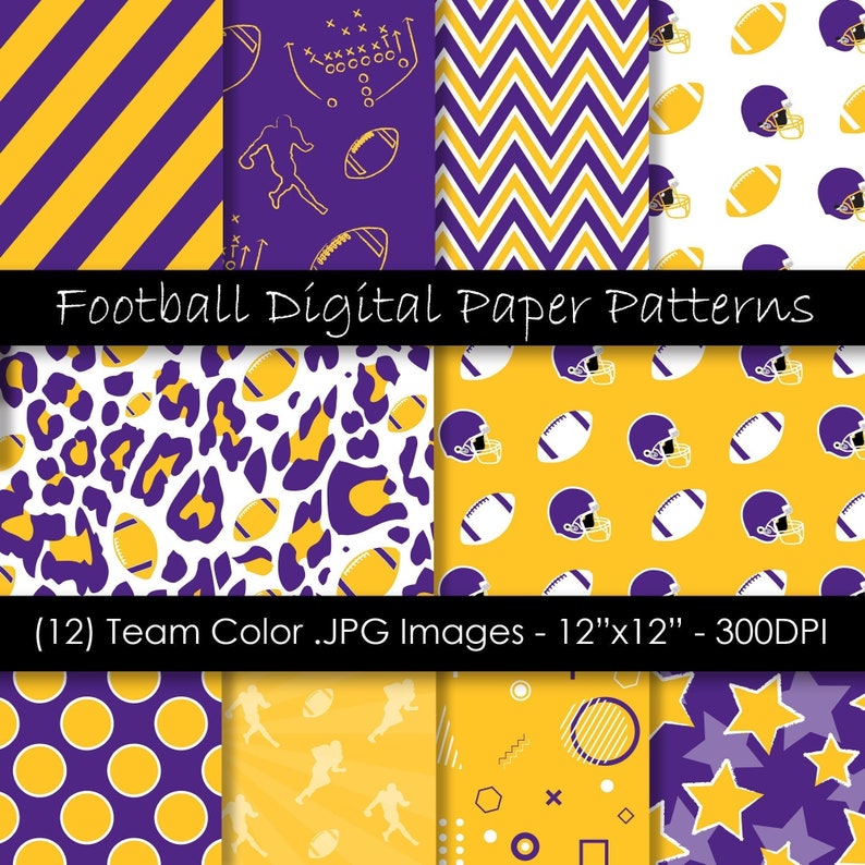 Football Backgrounds Purple & Yellow - Football Digital Papers - Purple ...