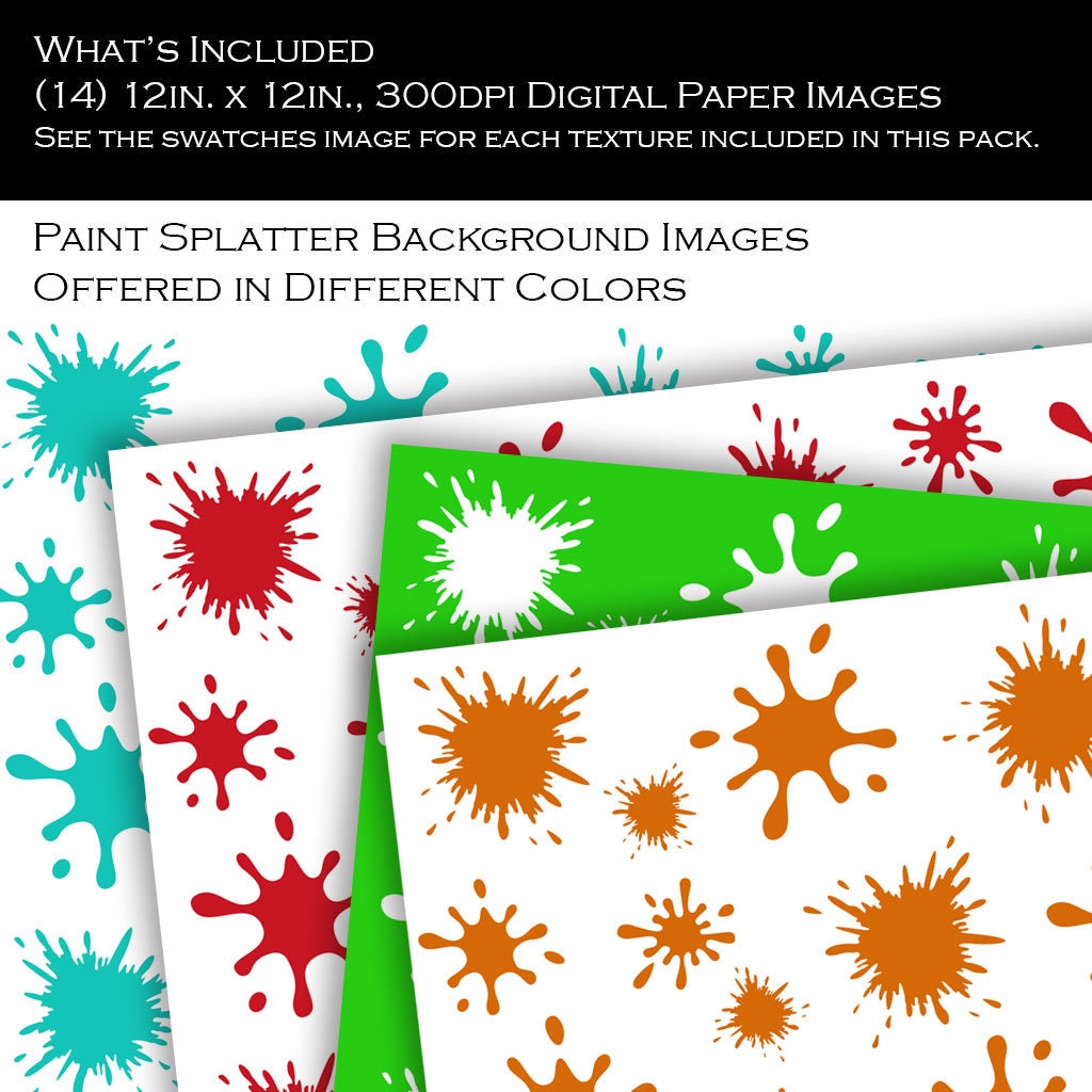 Paint Splatter Digital Paper Splatter Pattern Backgrounds - Etsy