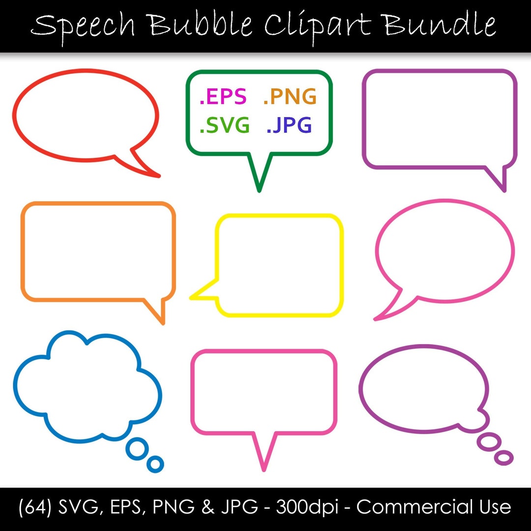 Speech Bubble SVG Bundle - Denkblase Outline Comic Thought Bubble ...