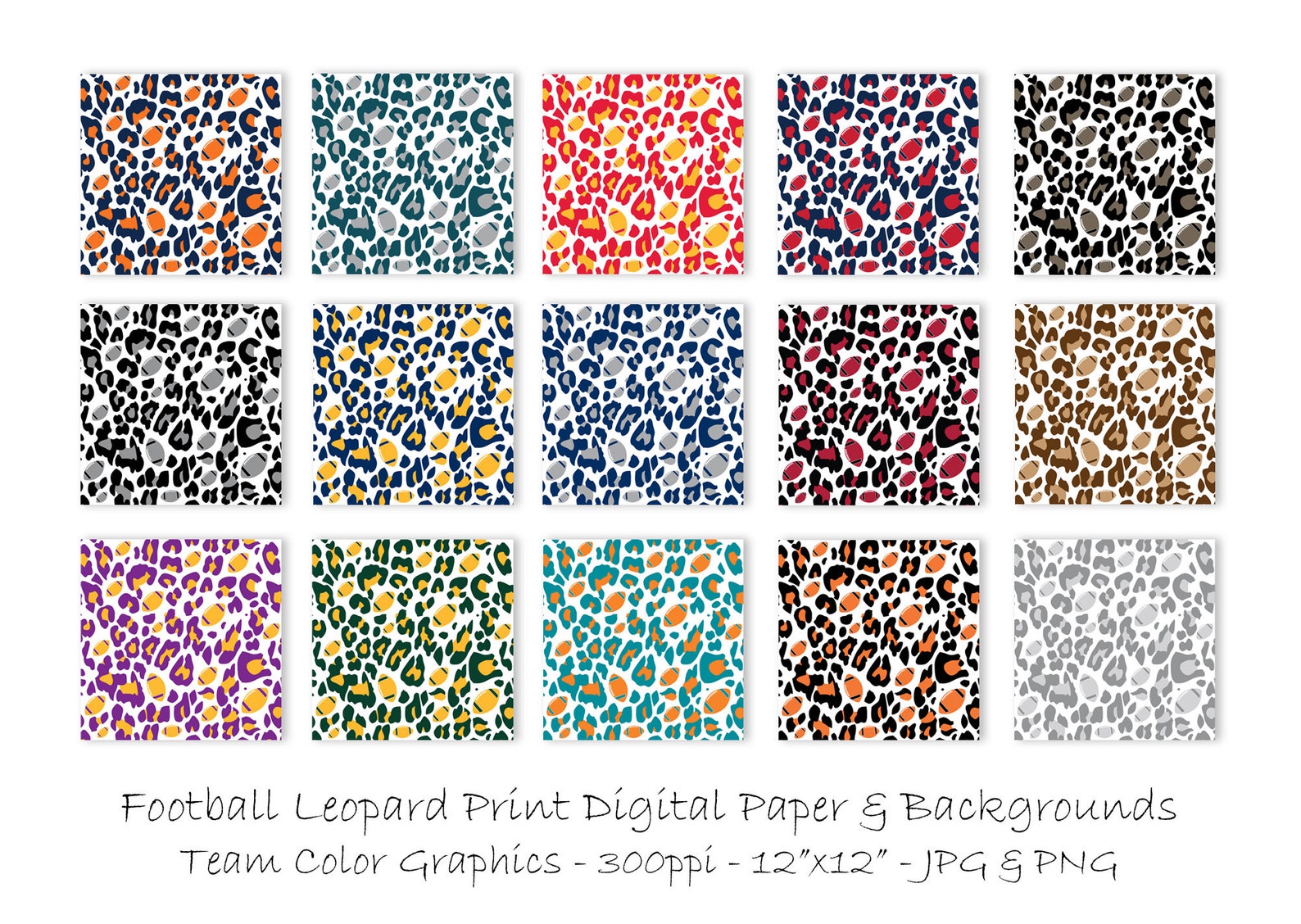 Football Leopard Print Digital Paper - Leopard Pattern With Footballs ...