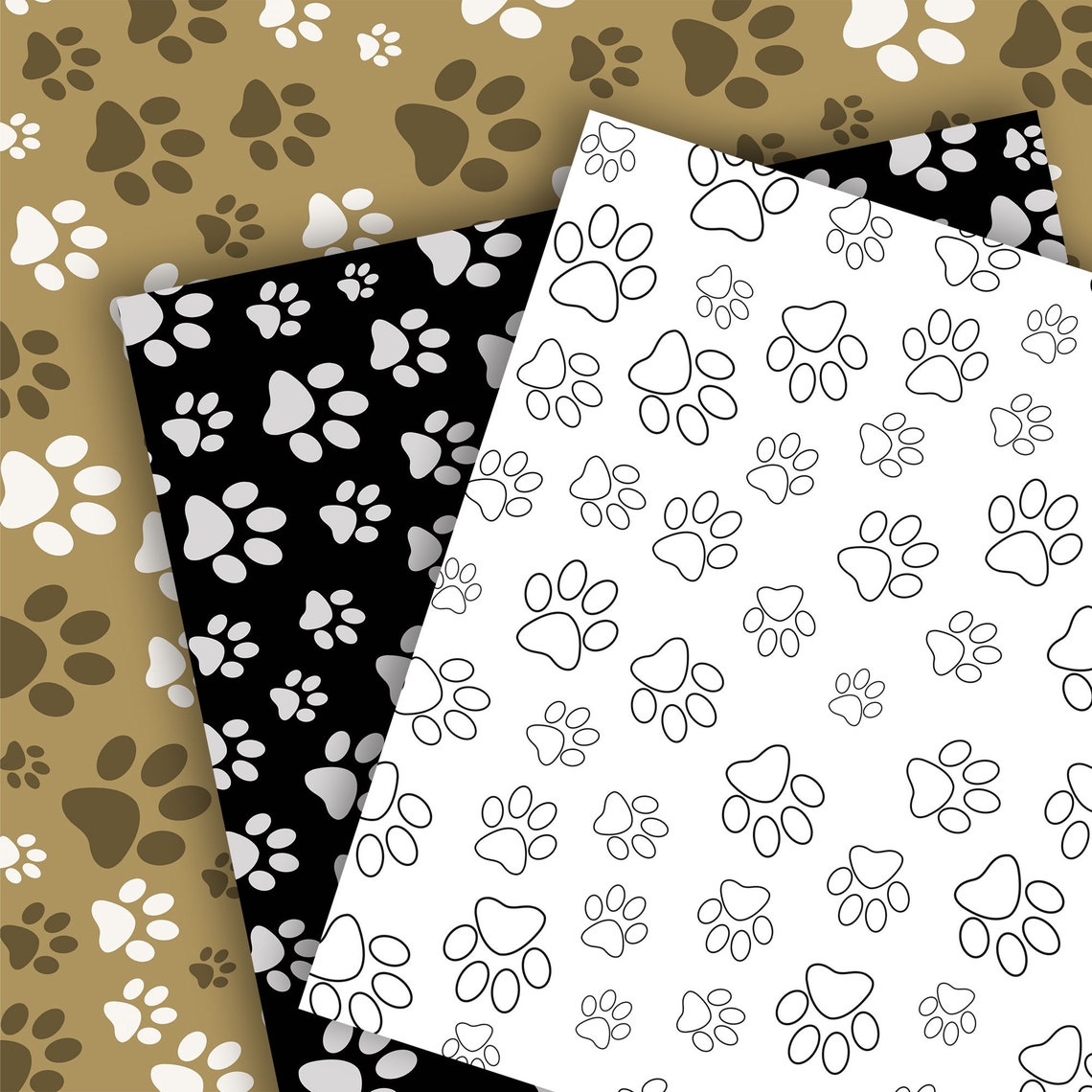 Paw Print Patterns Dog Paw Digital Papers Paw Print - Etsy