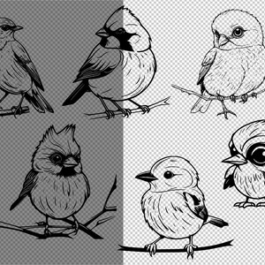 Bird Illustration Clipart SVG Bundle: Robin, Cardinal, Woodpecker and ...