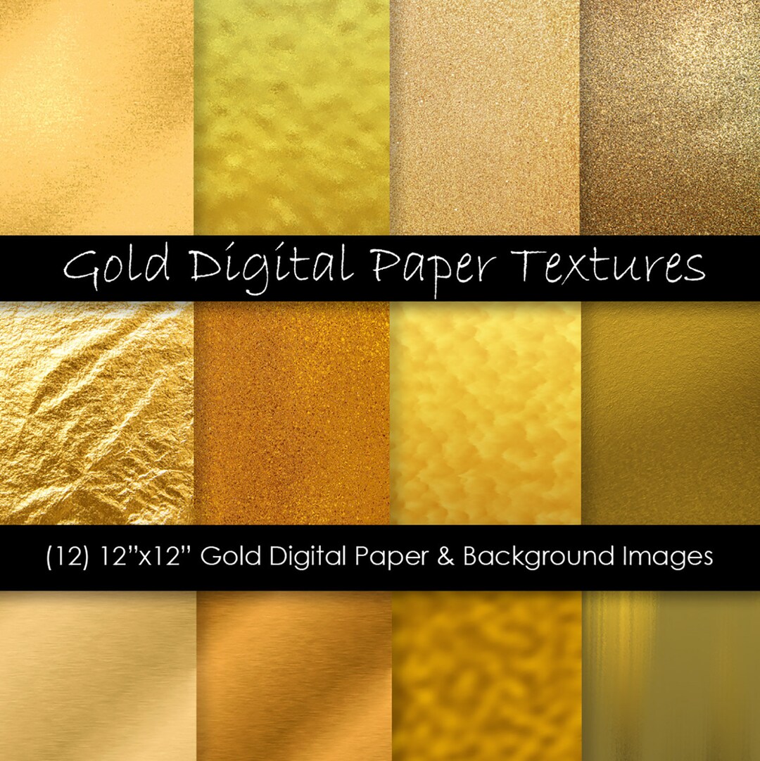 Gold Foil Digital Paper Metallic Gold Digital Paper Gold Scrapbook ...
