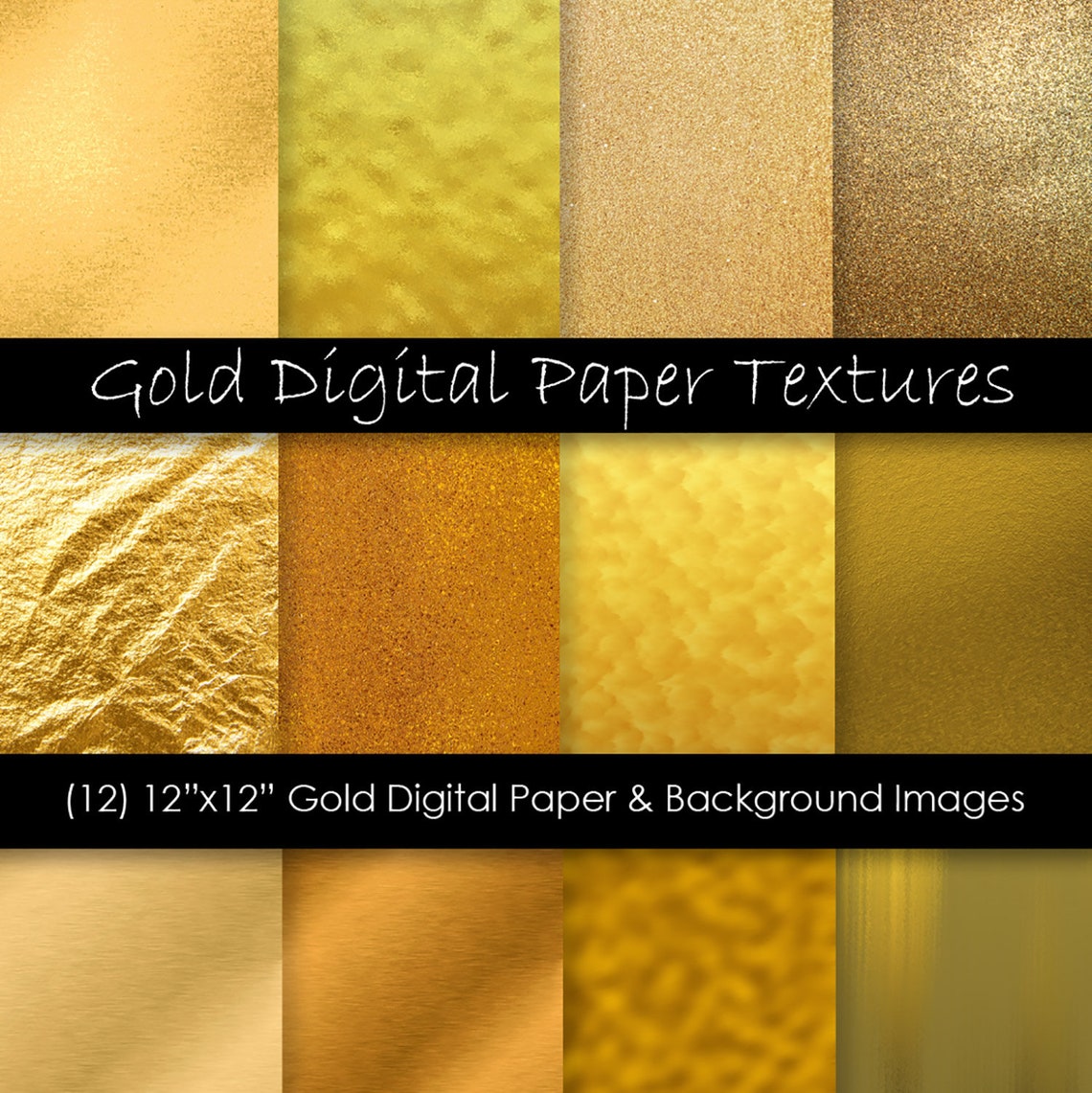 Gold Foil Digital Paper Metallic Gold Digital Paper Gold - Etsy