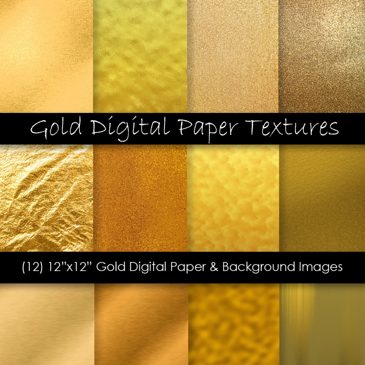Gold Foil Digital Paper Metallic Gold Digital Paper Gold Scrapbook ...