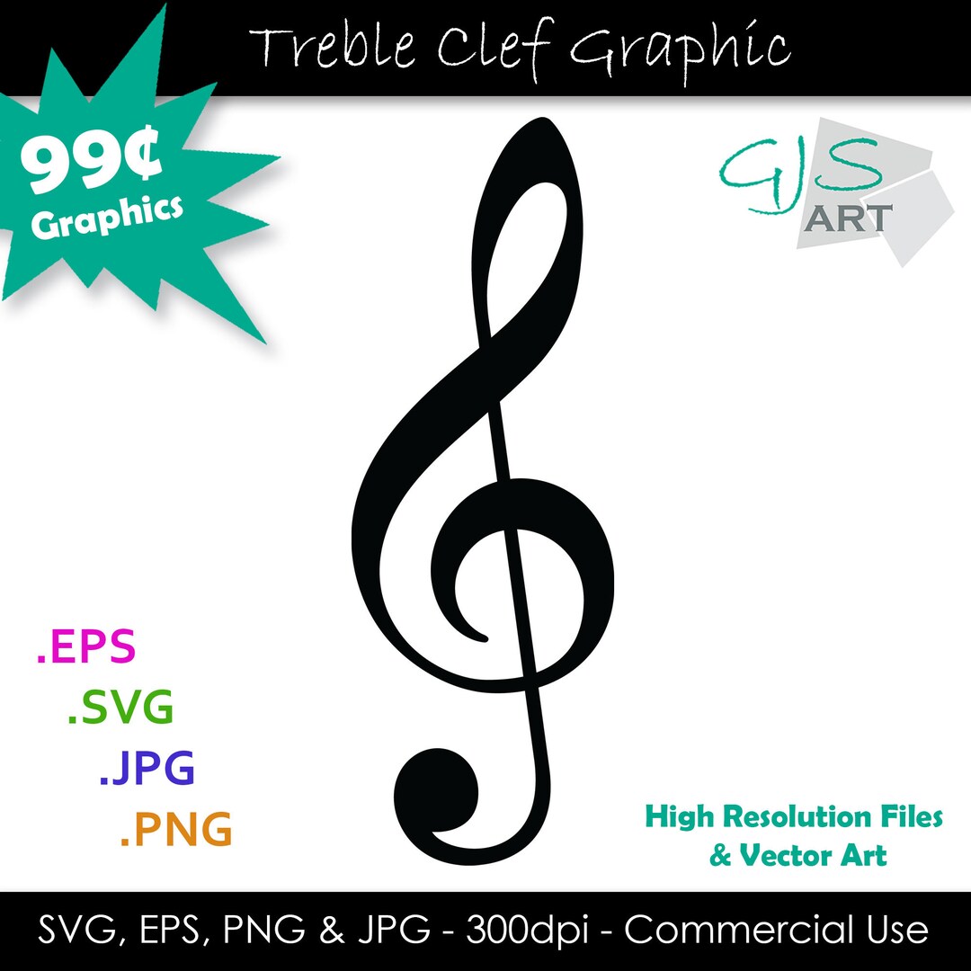 Treble Clef SVG File - Treble Clef Silhouette - Music Treble Clef Cut ...