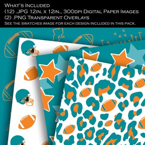 Football Backgrounds Teal and Orange - Miami Digital Papers - Teal and ...