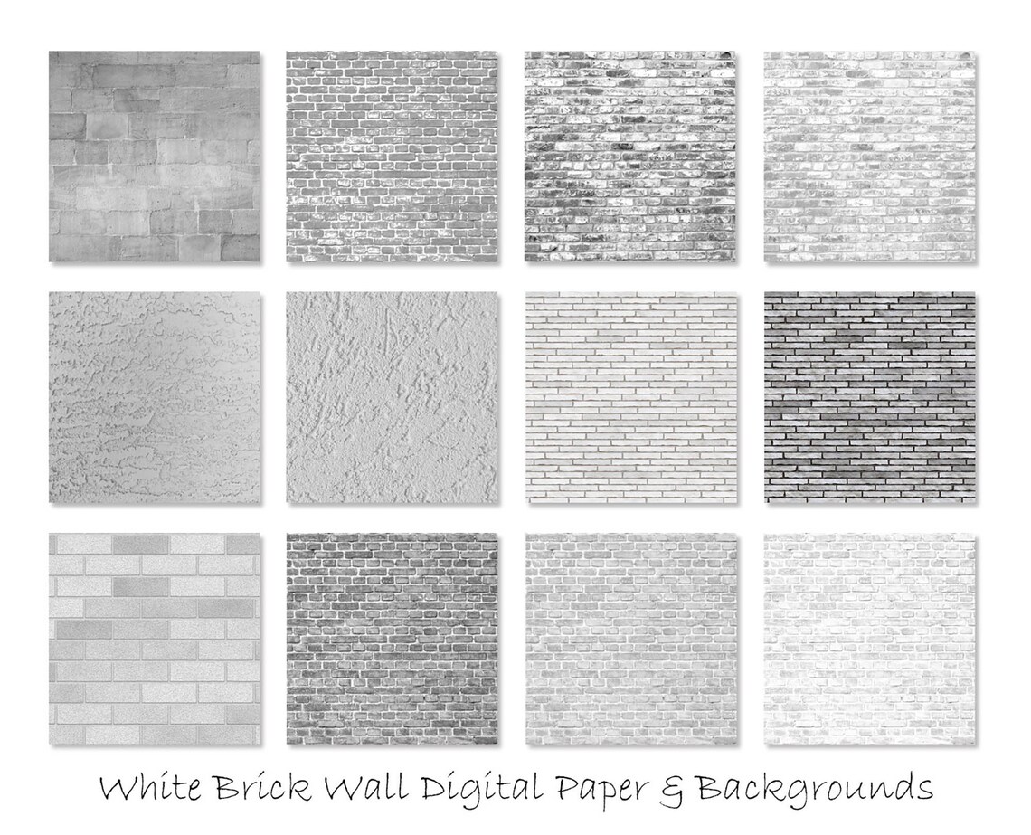 White Brick Digital Paper White Brick Backgrounds White & - Etsy Canada