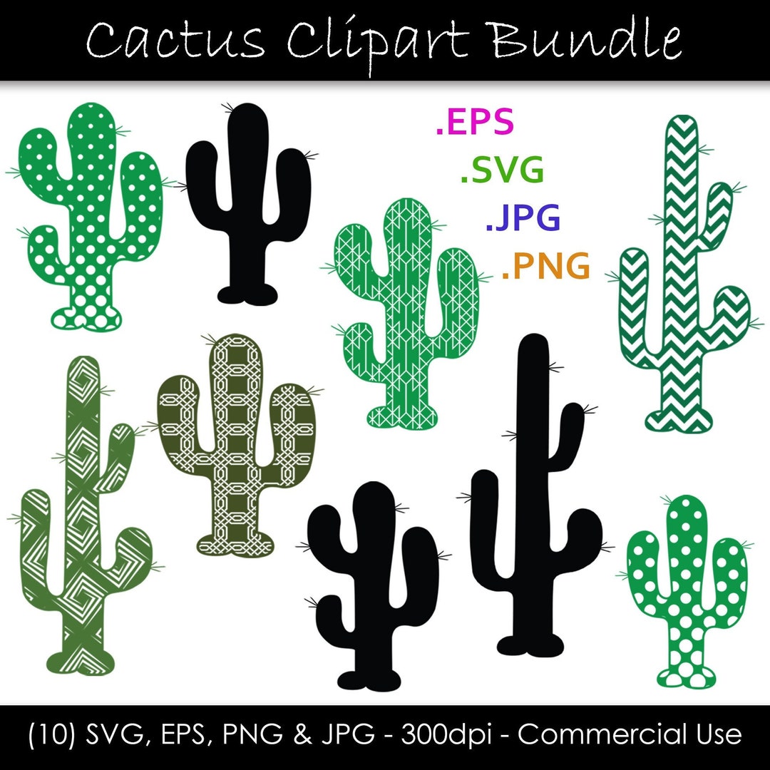 Cactus SVG Bundle Saguaro Cactus Clip Art Cactus Silhouette Cut Files ...