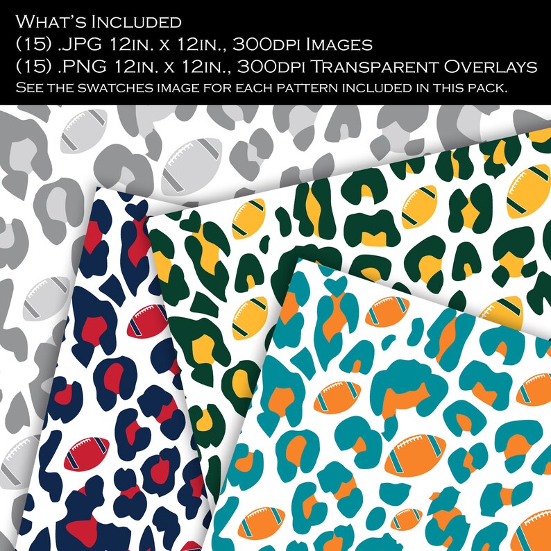 Football Leopard Print Digital Paper - Leopard Pattern With Footballs ...