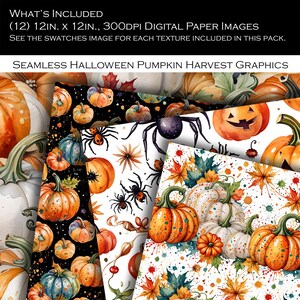 Pumpkin Harvest Digital Papers - Seamless Fall Harvest Backgrounds ...