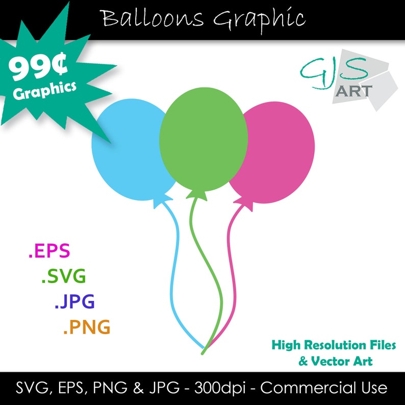Balloons SVG File Balloons Silhouette Balloons Cut File Svg, Eps, Png ...