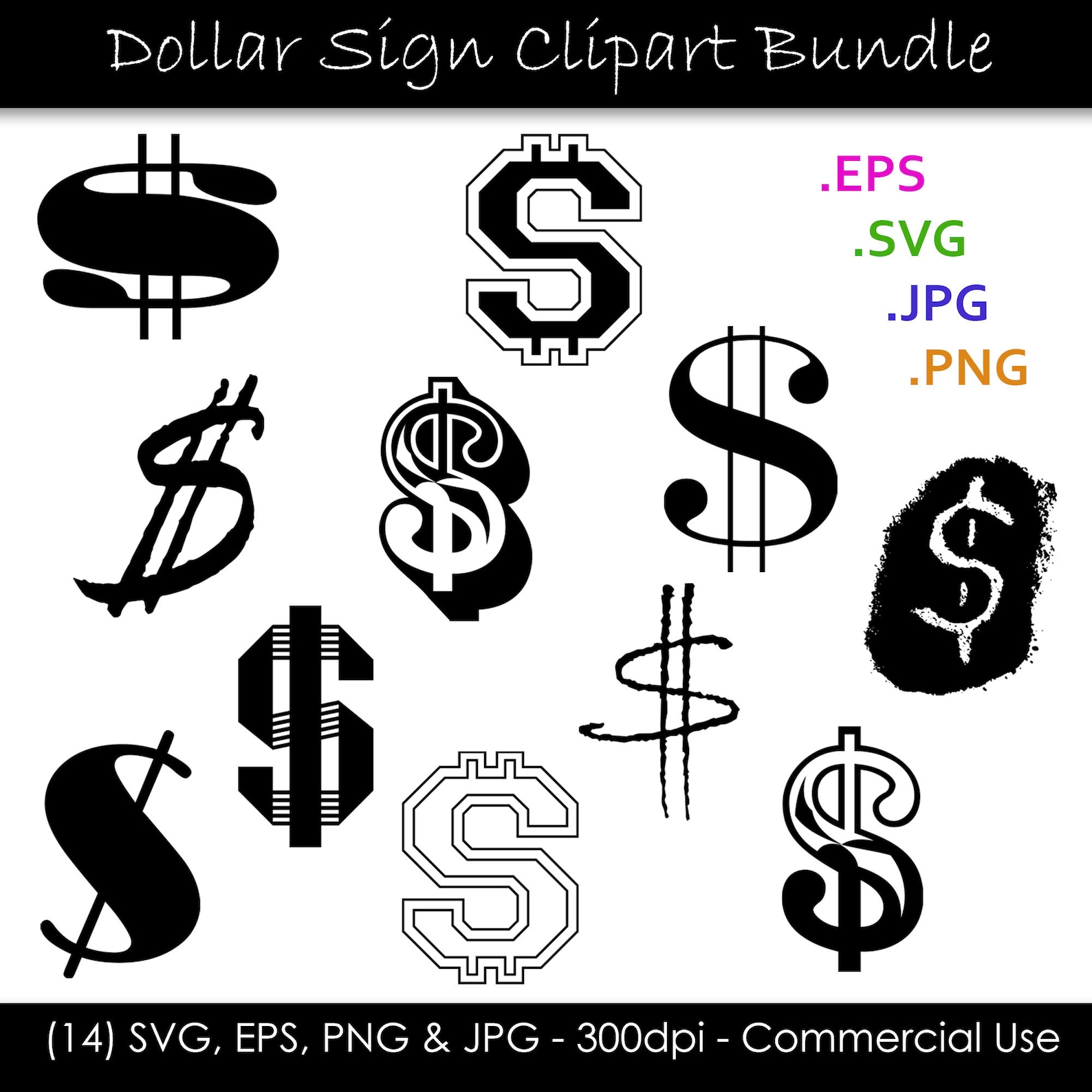 Dollar Sign SVG Bundle Dollar Sign Clip Art Dollar Sign - Etsy