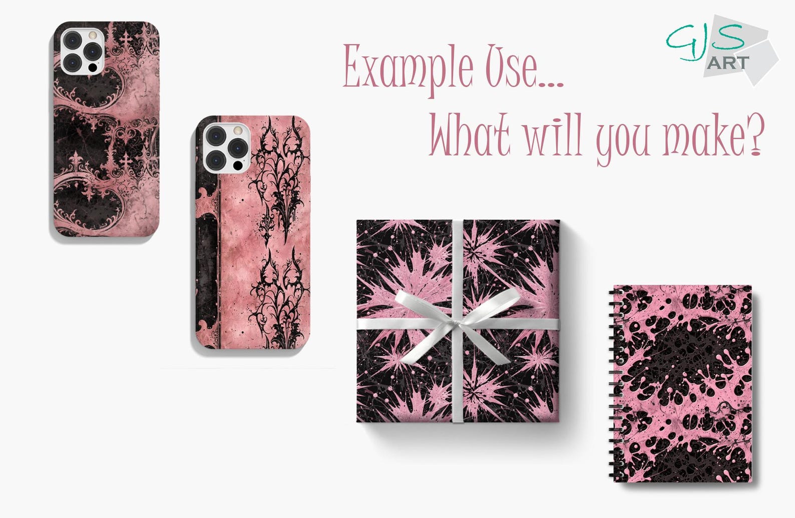Pink & Black Gothic Grunge Digital Paper - Distressed Goth Seamless ...