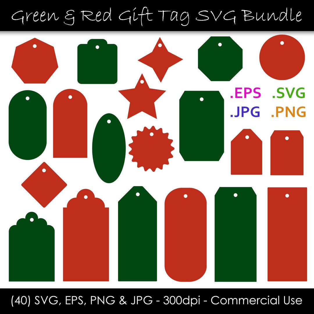 Christmas Gift Tag Template SVG Green and Red Gift Label Templates Gift ...