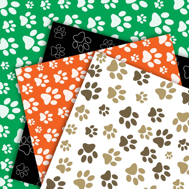 Paw Print Patterns Dog Paw Digital Papers Paw Print - Etsy