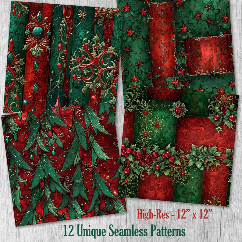 Gothic Grunge Christmas Digital Paper Bundle: Dark Holiday Backgrounds ...