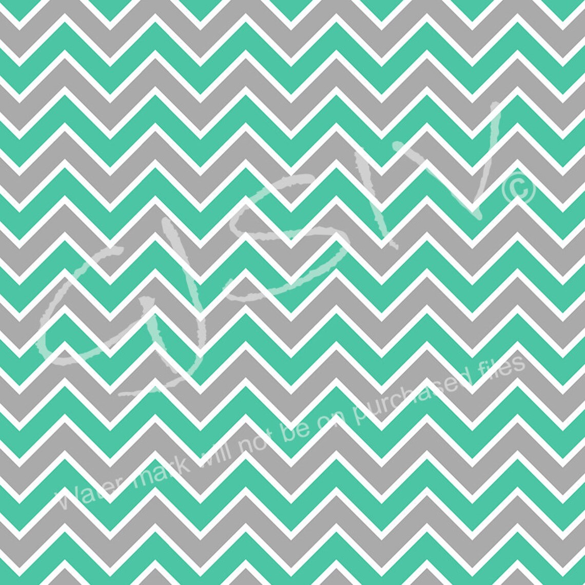 Teal & Gray Chevron Digital Paper Chevron Scrapbooking Paper | Etsy