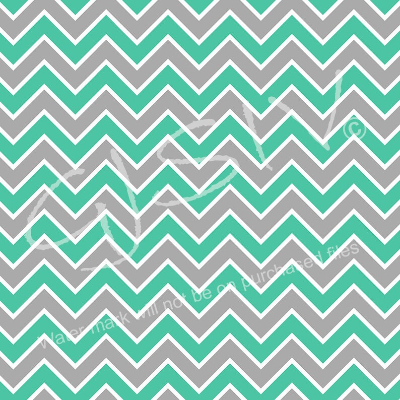 Teal & Gray Chevron Digital Paper Chevron Scrapbooking Paper - Etsy