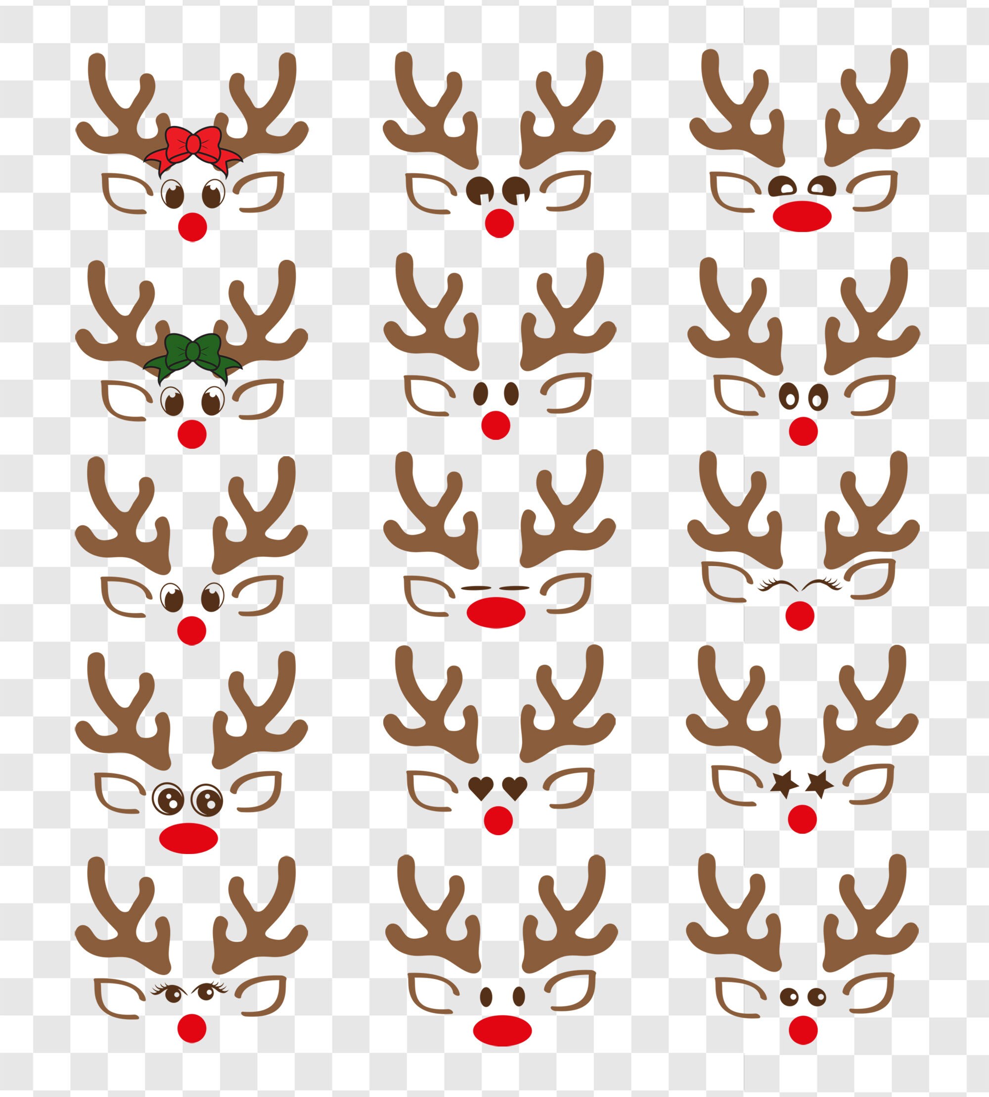 Cute Reindeer Face SVG Bundle Reindeer Face Clipart - Etsy