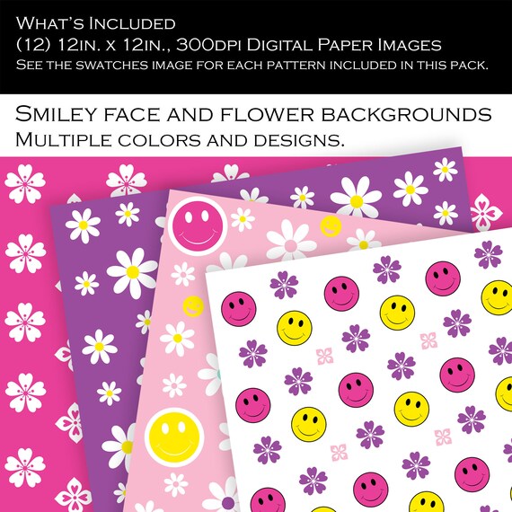 Smiley Pink And Purple Flowers