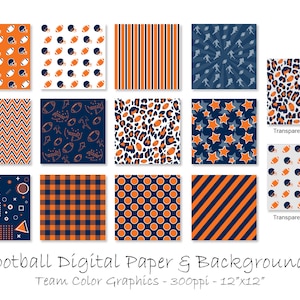 Football Backgrounds Blue & Orange - Football Digital Papers - Blue and ...