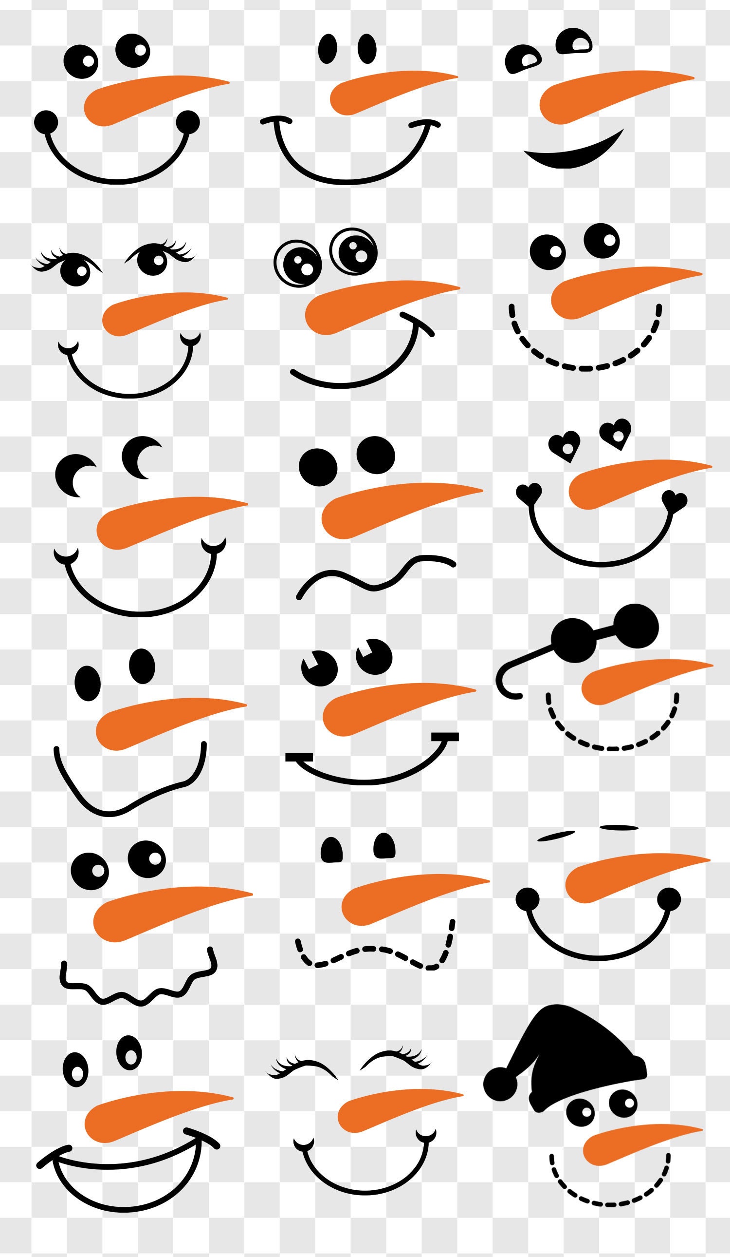 Cute Snowman Face SVG Bundle Snowman Face Clip Art Snowman Cut Files ...