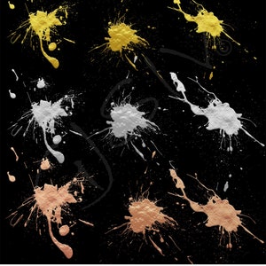 Gold Paint Splatter - Gold Paint Overlay - Gold, Silver & Rose Gold ...