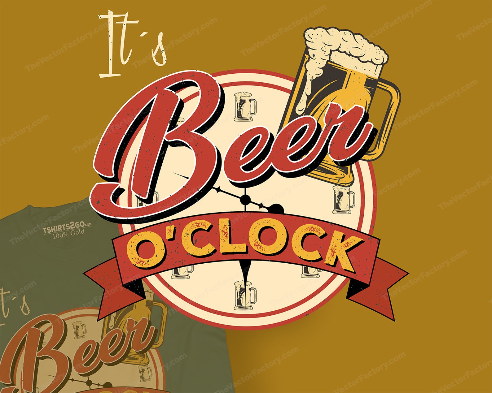 BEER O CLOCK Retro Design. Vector graphic. For designs in | Etsy