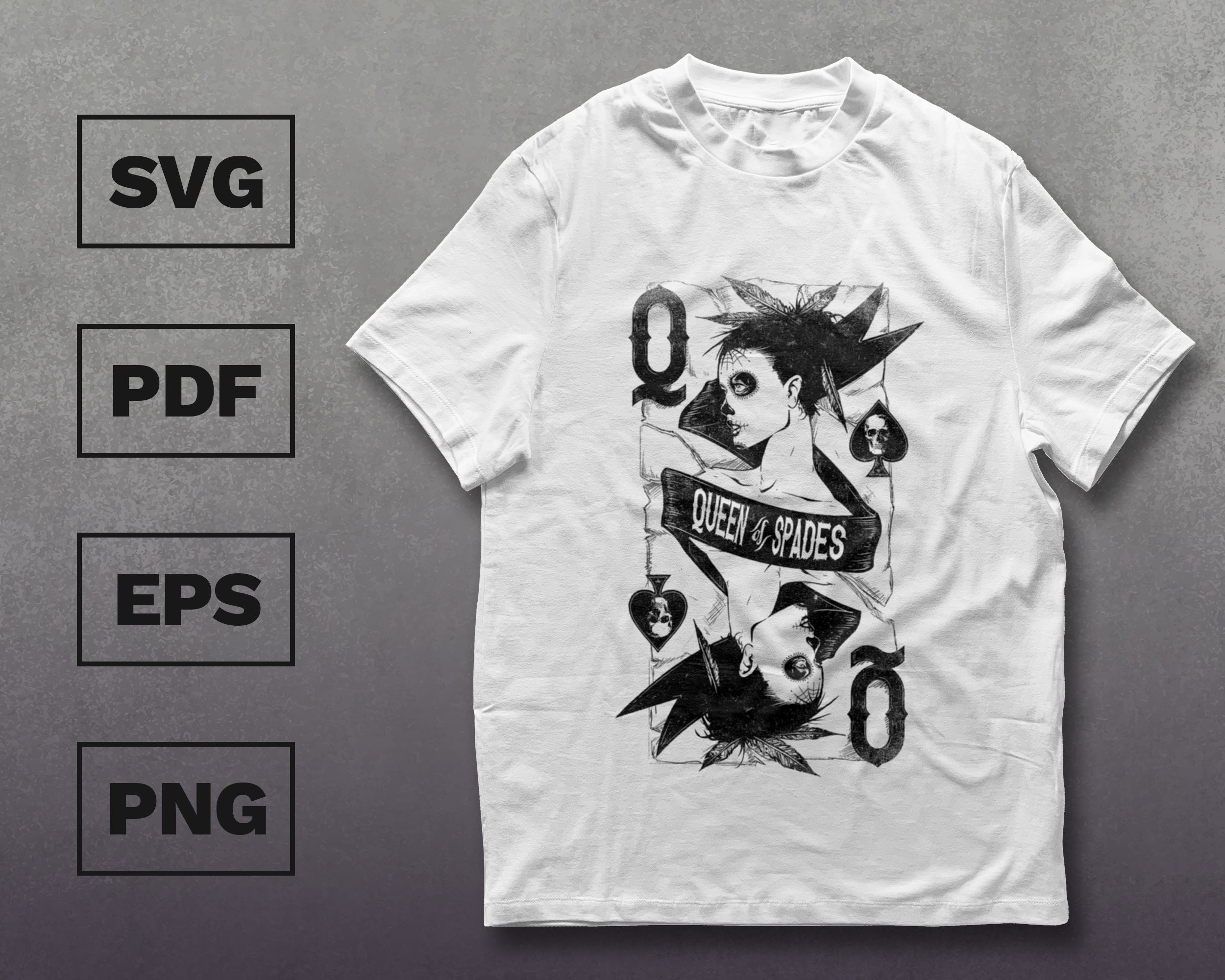 Reine de pique svg Carte svg cartes de poker svg cartes à - Etsy France