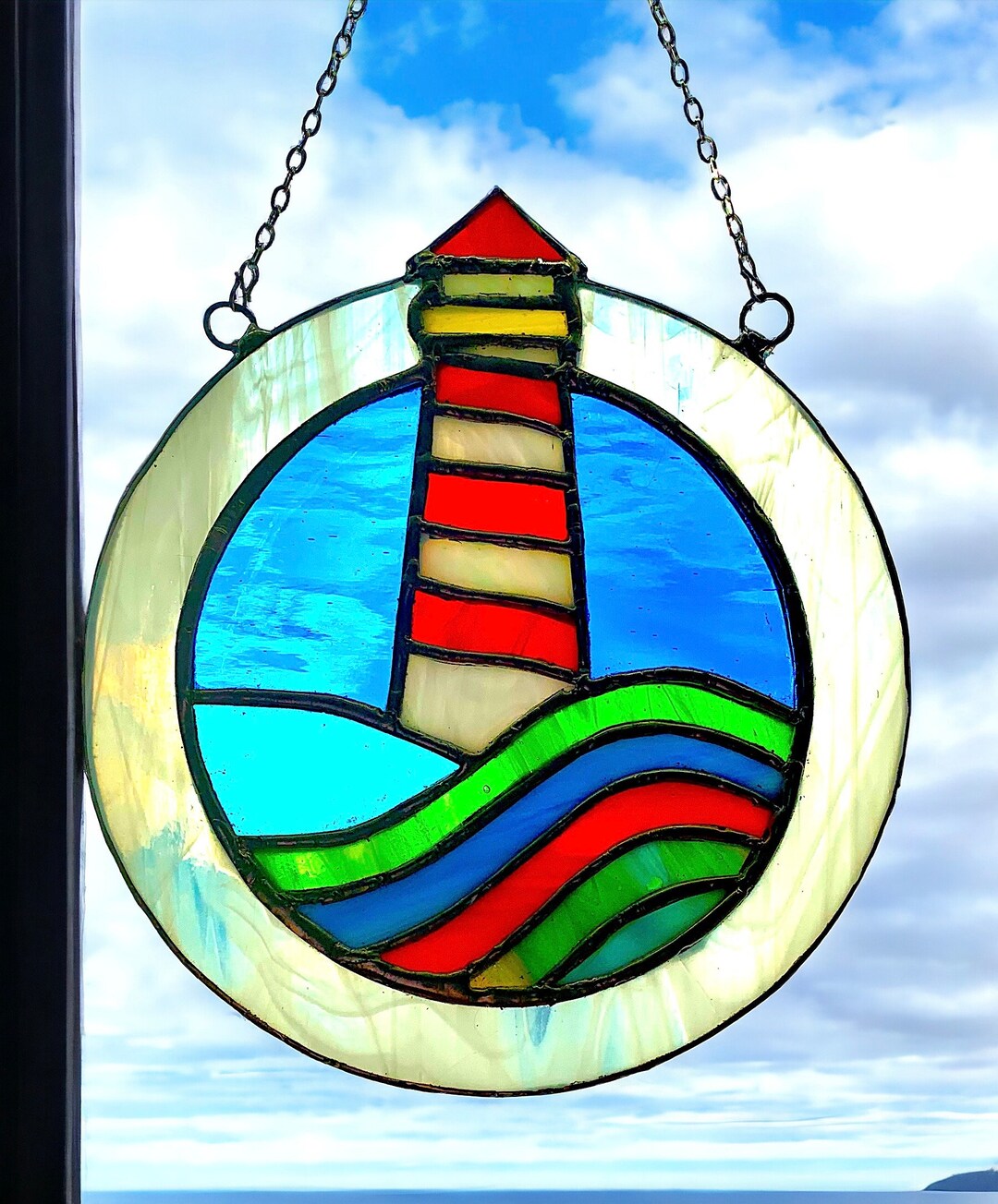 Custom Stained Glass Lighthouse, Suncatcher, Lighthouse Suncatcher ...