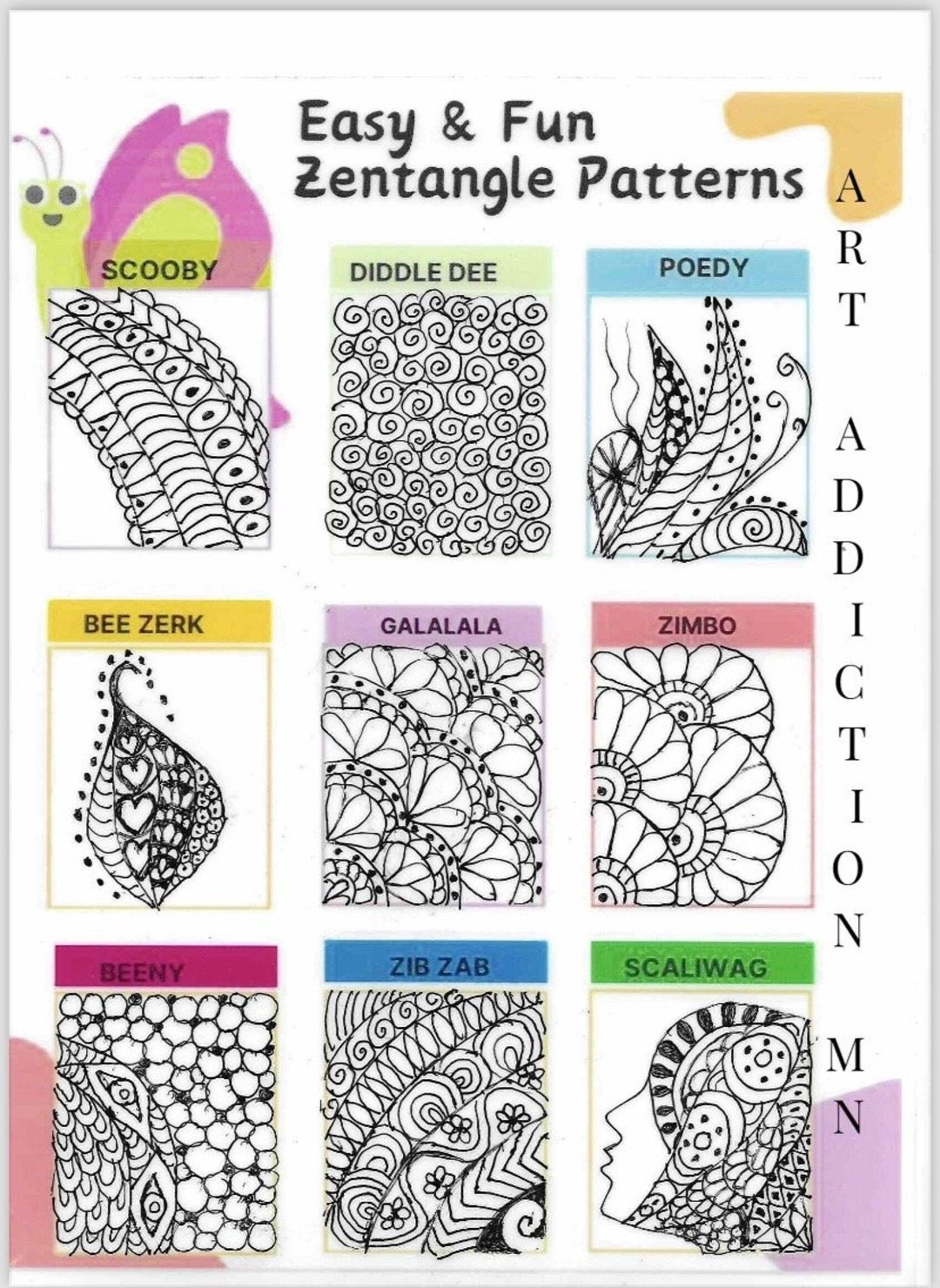 Zentangle Coloring Page, Printable Coloring Page, Zentangle Template ...