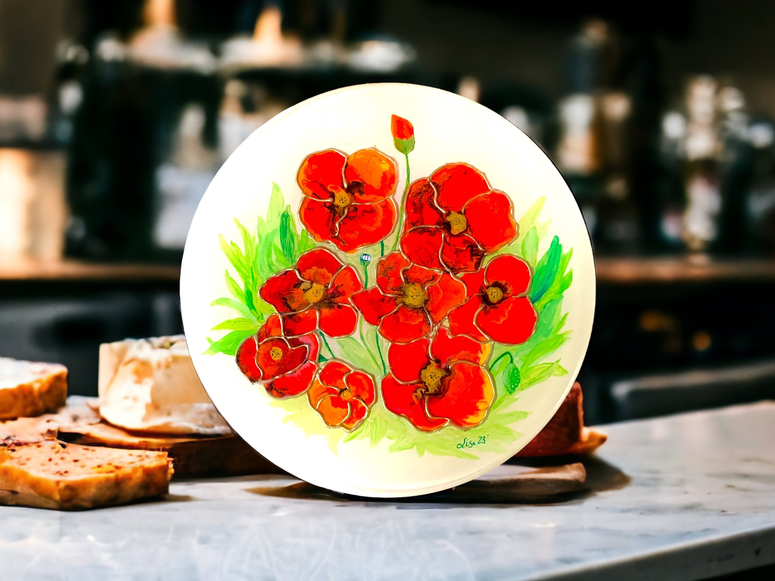 Floral Decorative Lazy Susan, Red Poppies, Lazy Susan, Turntable, Gifts ...