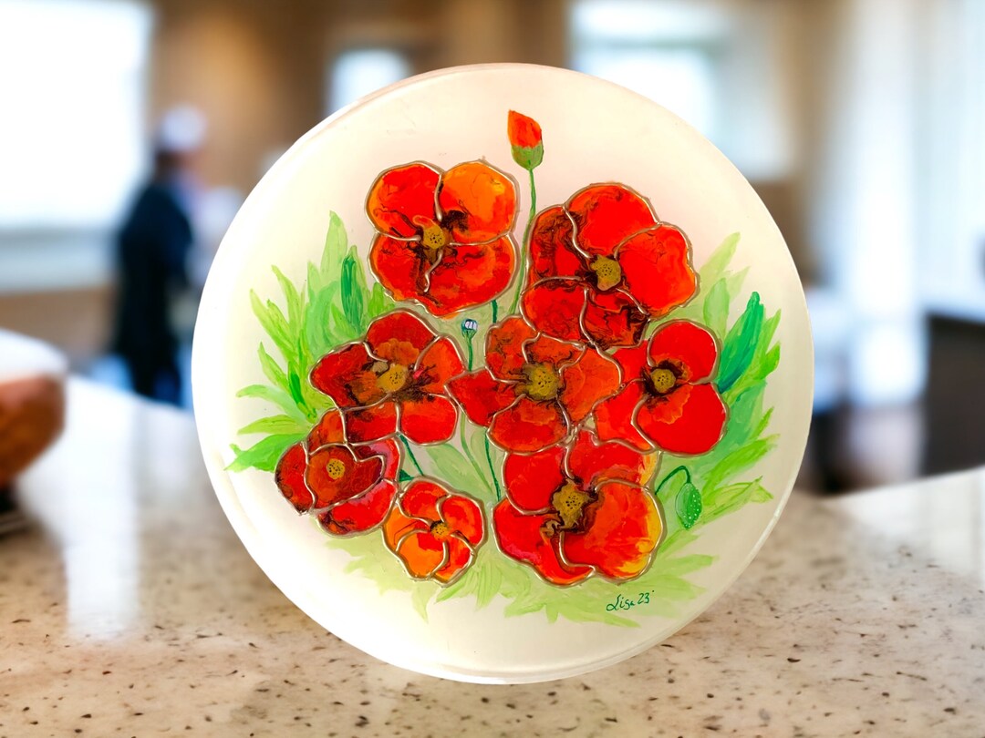 Floral Decorative Lazy Susan, Red Poppies, Lazy Susan, Turntable, Gifts ...