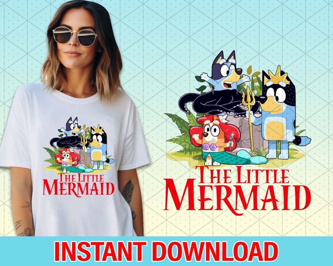 Ariel Mermaid Bluey PNG, Bluey Family PNG, Bluey Back to School Png ...