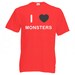 I Love Heart Monsters Quality Cotton Printed T Shirt - Etsy