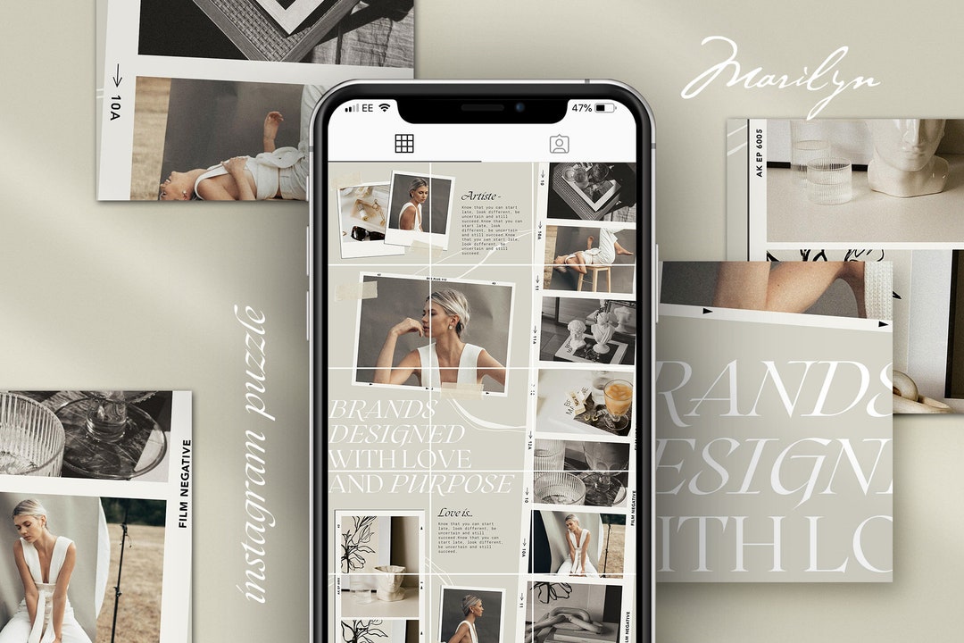 Aesthetic Instagram Puzzle Feed Template. Elegant Instagram Template ...