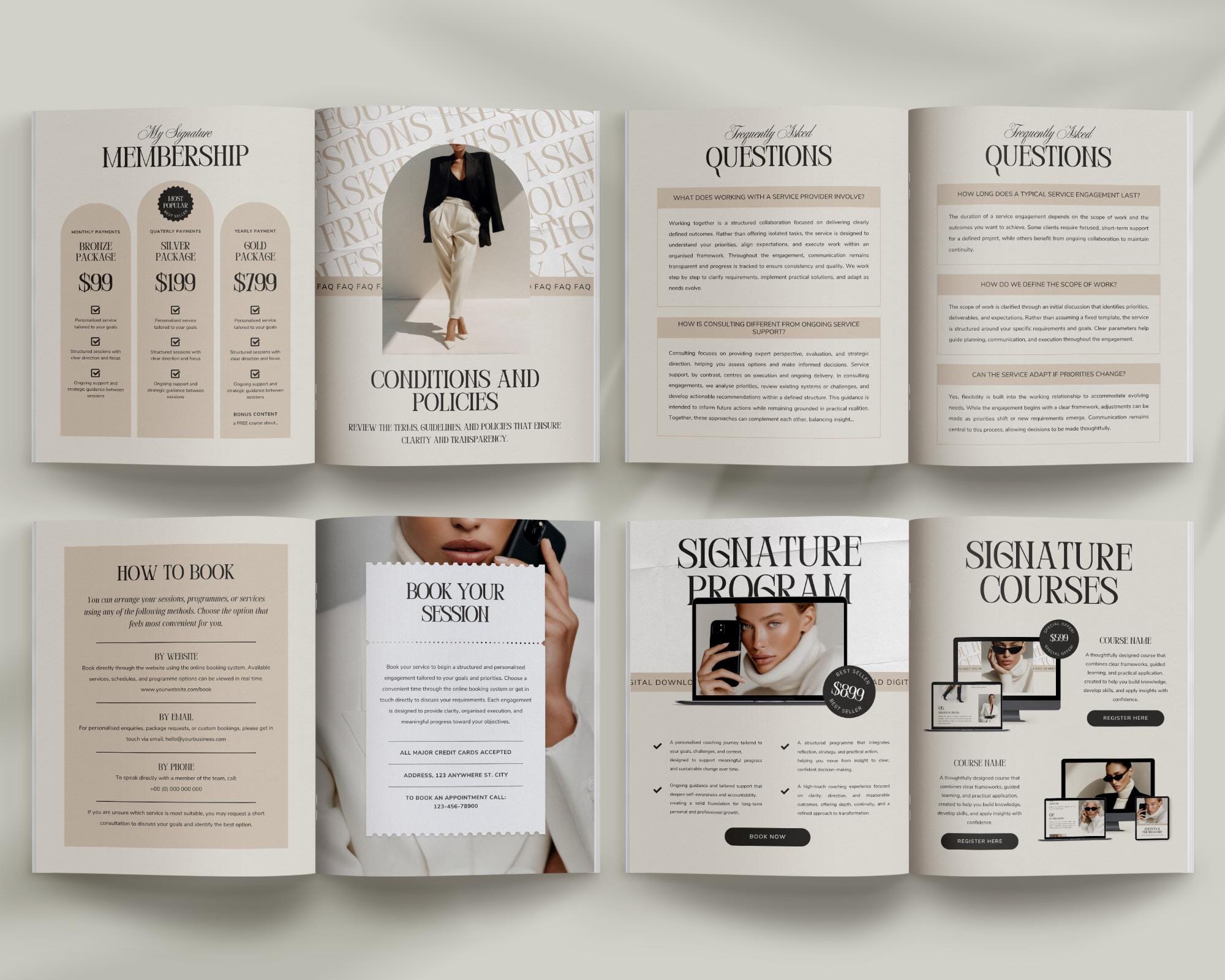 Services & Pricing Guide Template, Elegant Aesthetic Business Brochure ...